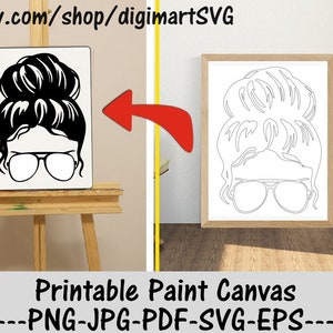 Messy Bun Png, DIY Paint Party, Afro Svg, Adult Printable Coloring Page ...