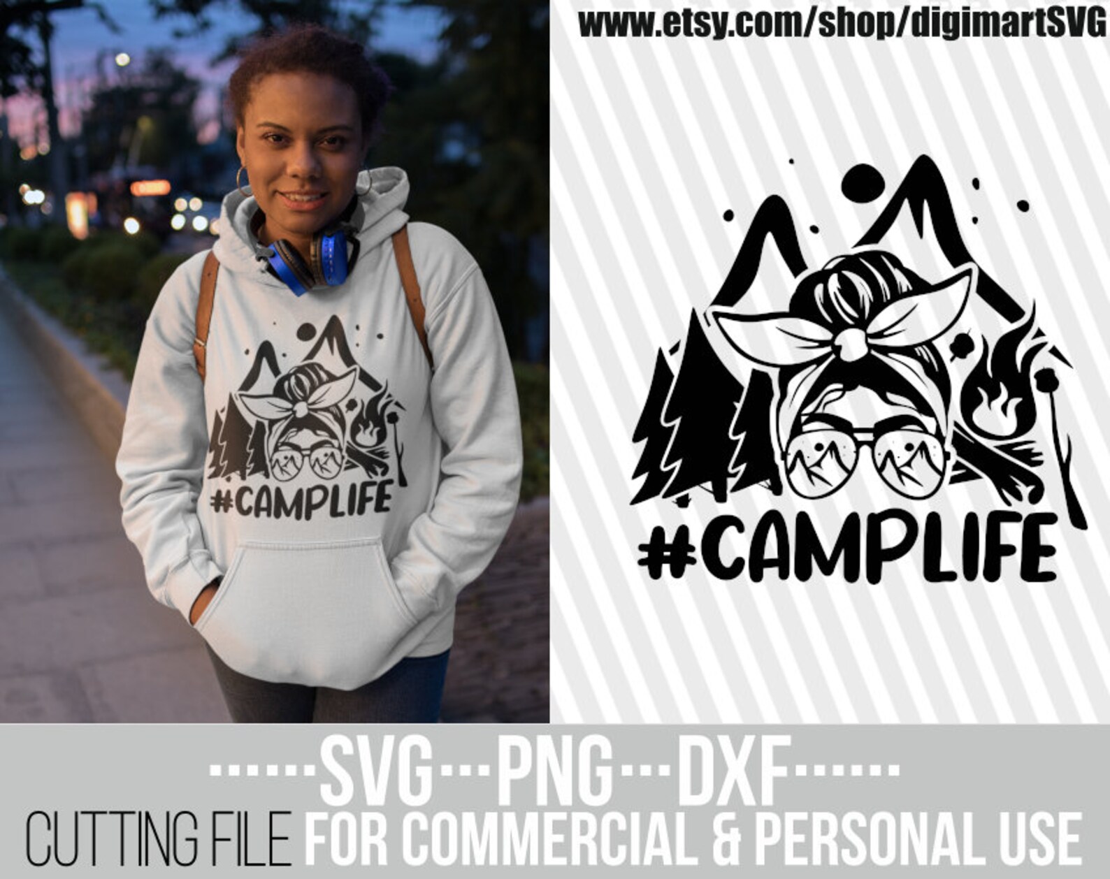 Afro Messy Bun Camp Life Svg Afro Woman Svg Travel Svg Afro - Etsy