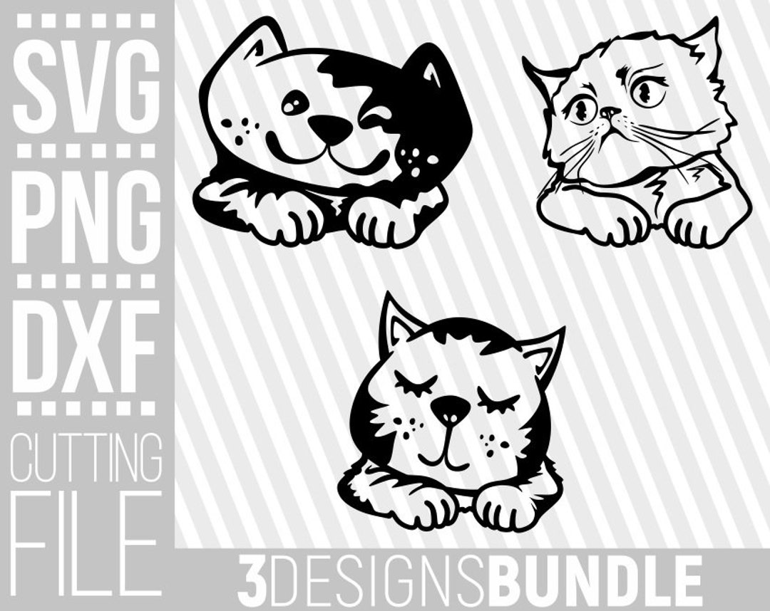 3x Peeking Cat Svg Bundle, Cat Lover Svg, Cat Paws, Kitten Svg, Cartoon ...