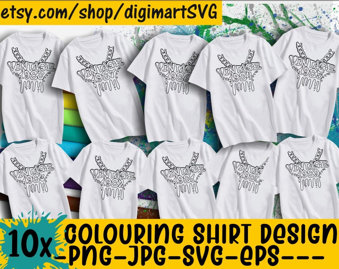 10x Coloring Shirt Svg Bundle, Chain Svg, Coloring Shirt for Adults ...
