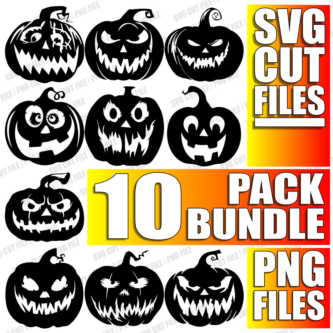10x Halloween SVG Bundle, Ghost SVG, Pumpkin Vector, Fall Svg, Clipart ...