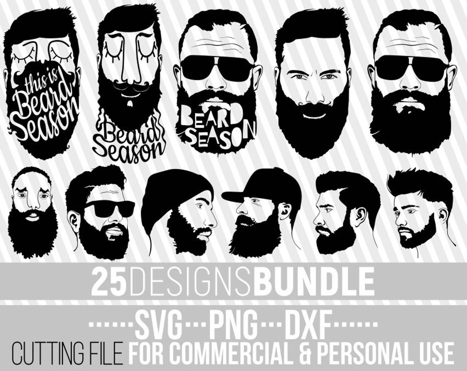25x Beard Man Bundle Svg, Beard Svg, Father's Day Svg, Mustache ...