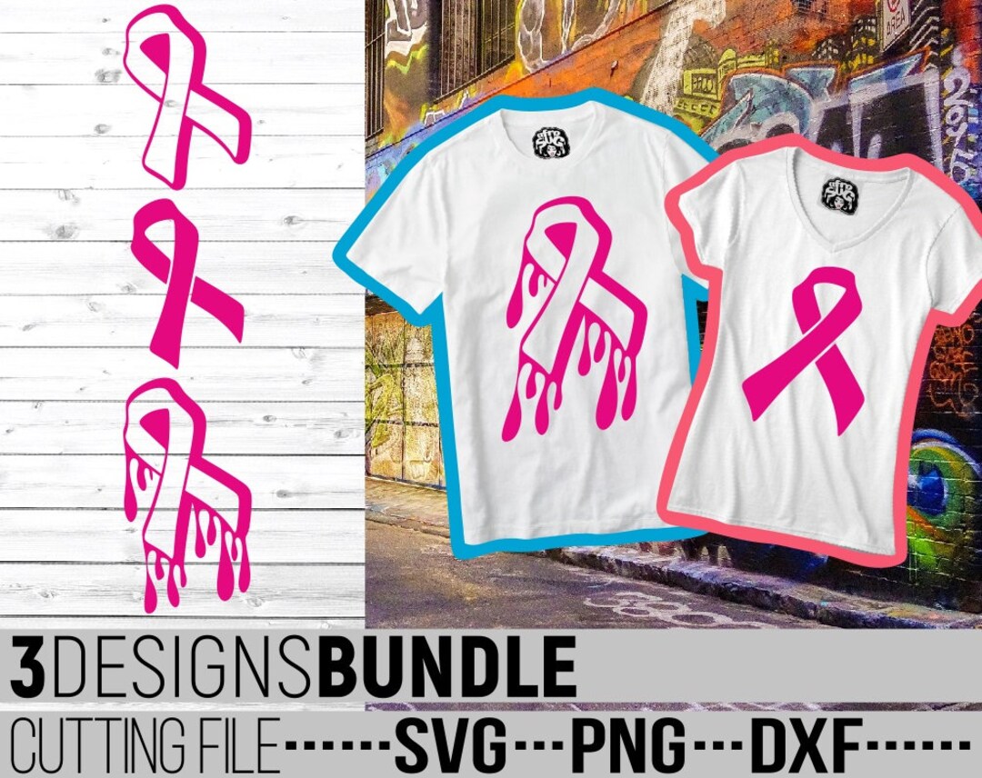 3x Pink Ribbon Bundle Svg, Breast Cancer, Wreath Cancer, Awareness ...