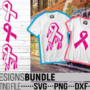 3x Pink Ribbon Bundle Svg, Breast Cancer, Wreath Cancer, Awareness ...