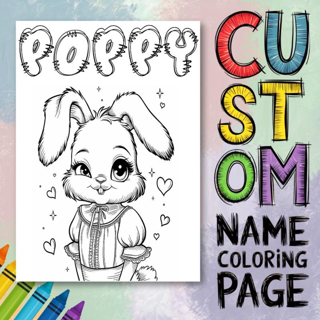 Custom Bunny Name Coloring Pages, Coloring Pages for Kids, Birthday ...