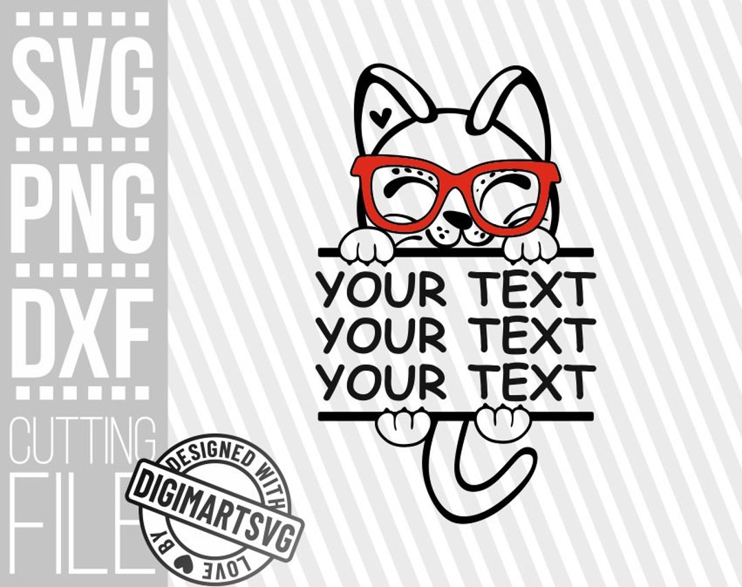 Cat With Glasses Svg, Peeking Cat Svg, Cat Split Monogram Svg, Cat ...