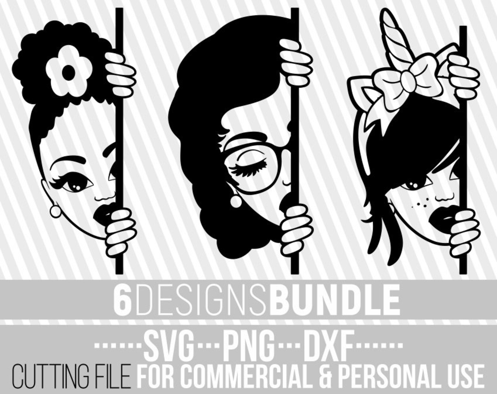6x Peeking Girl Bundle Svg Unicorn Svg Melanin Svg Peek a - Etsy