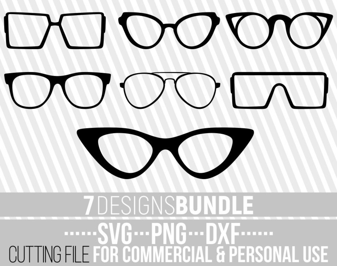 7x Glasses Designs Bundle Svg, Eyeglasses Svg, Geek Glasses, Nerd ...