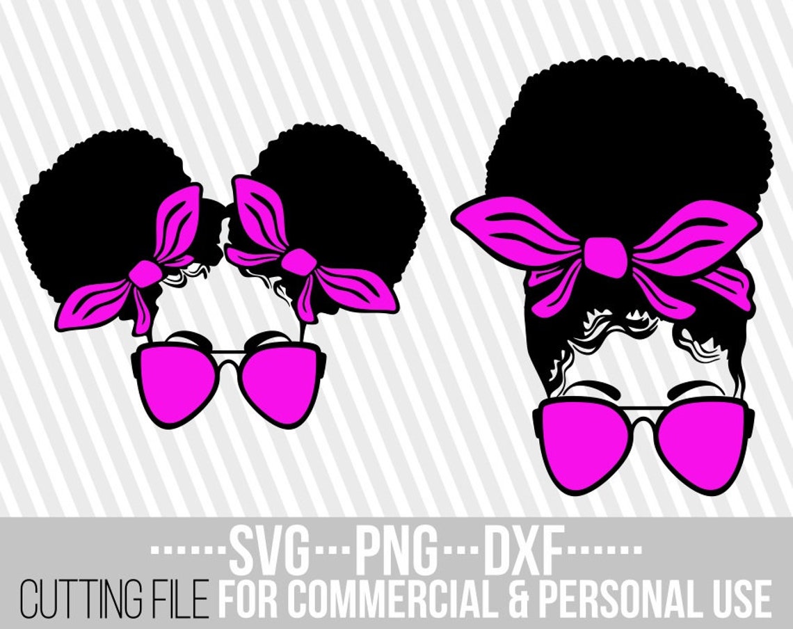 Mom and Daughter in Glasses Svg Cornrows Svg Messy Bun Svg - Etsy