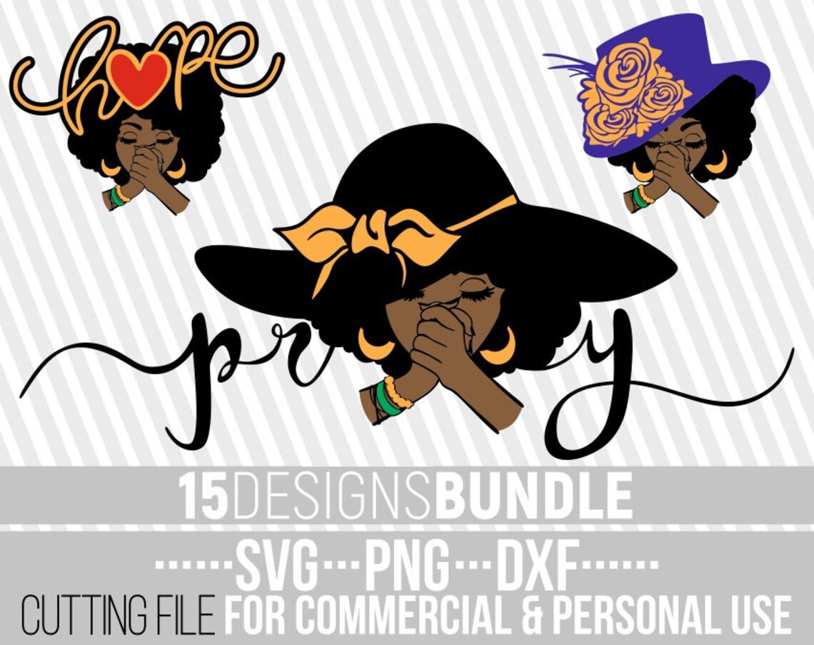 15x Praying Black Lady Bundle Svg, Woman Svg, Afro Woman Svg, Jesus Svg ...