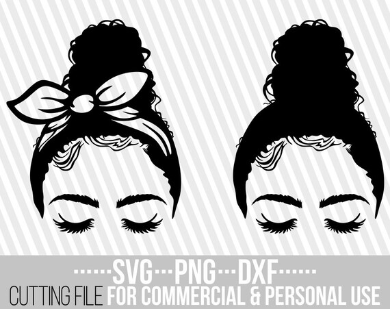 Woman in Messy Bun Svg Bandana Svg Melanin High Bun Svg - Etsy