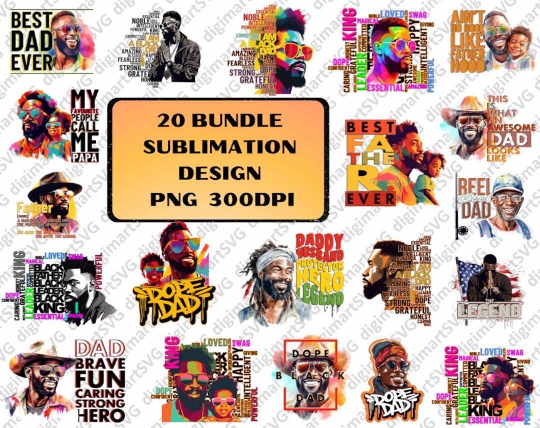 20x Black Man PNG Bundle, Beard Man PNG, Father's Day, Daddy Png ...