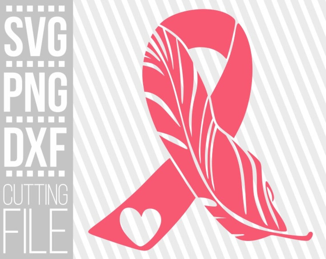 Feather Pink Ribbon Svg Breast Cancerpink Ribbon Svg - Etsy