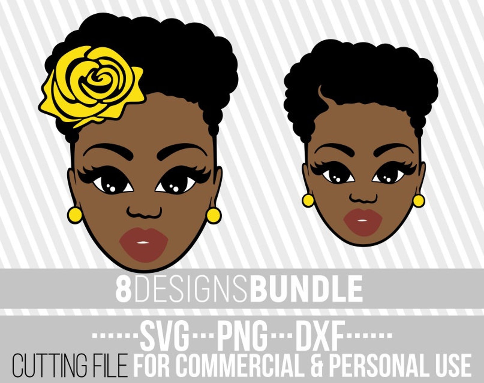 8x Amazing Black Woman With Short Hair Bundle Svg, Hairstyle Svg, Bald ...