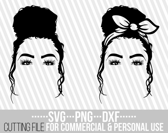 Woman in Messy Bun Svg Bandana Svg Melanin High Bun Svg | Etsy