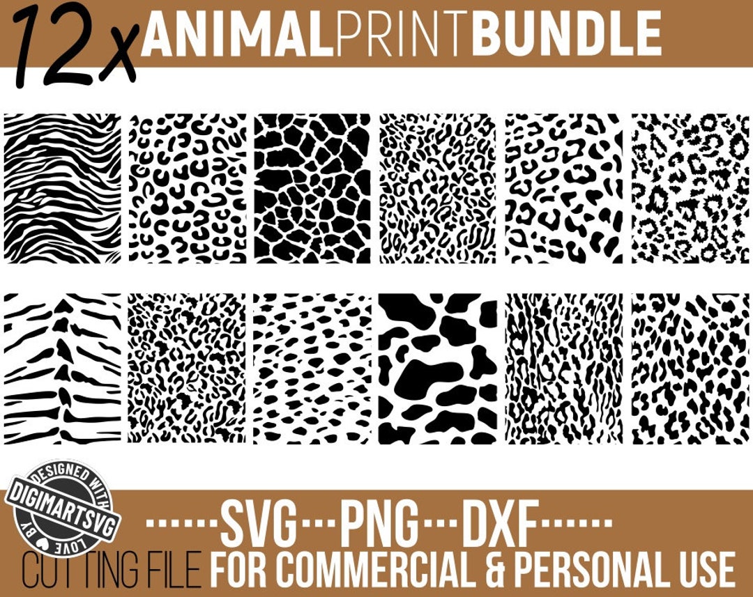 12x Animal Print Bundle, Leopard Print Svg, Cheetah Print, Zebra ...