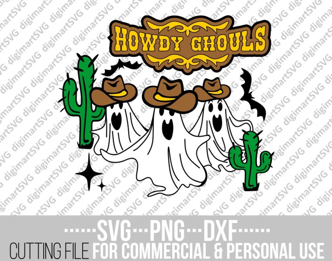 Cute Halloween Ghost Svg, Howdy Ghouls Svg, Fall Svg, Western Halloween ...