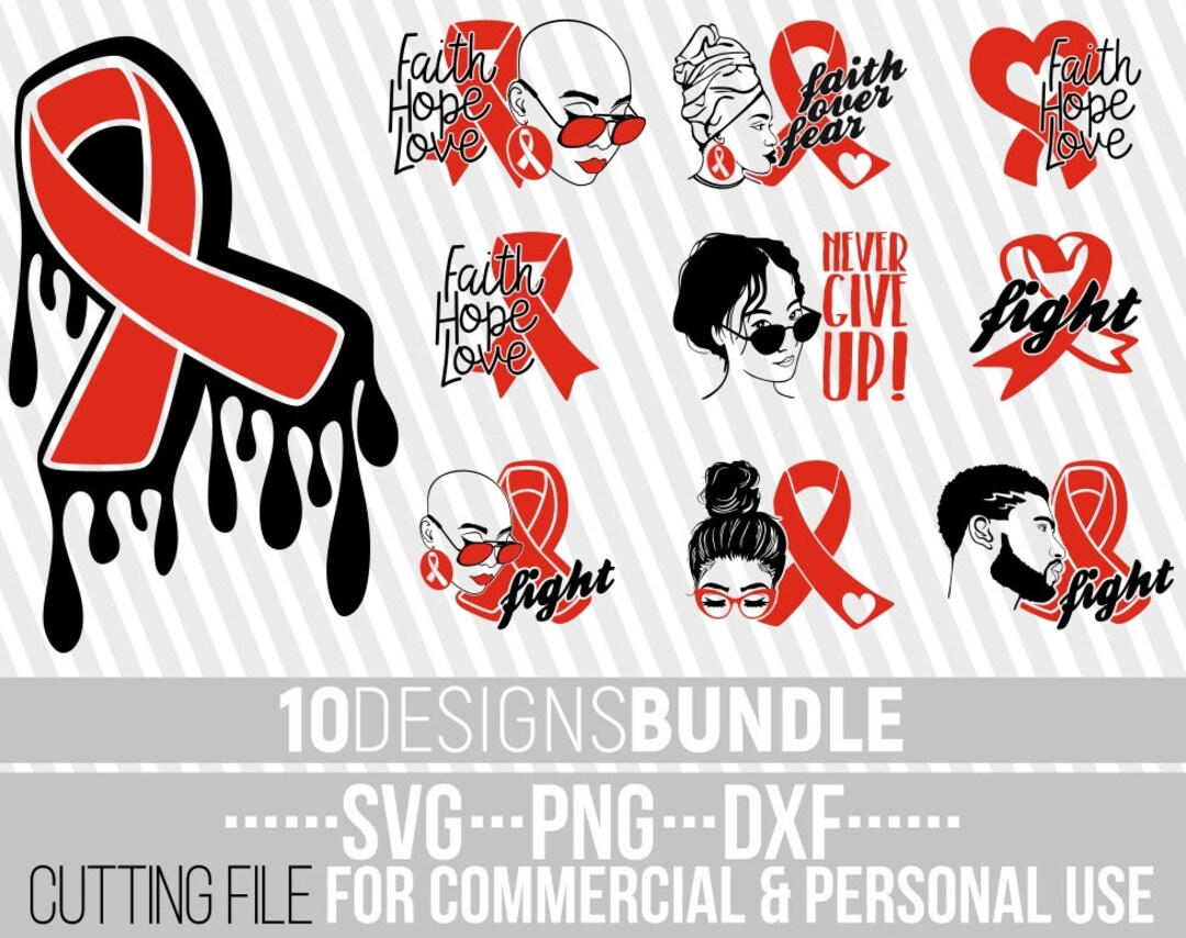 10x Cancer Ribbon Designs Bundle Svg, Awareness Ribbon, Sickle Cell ...