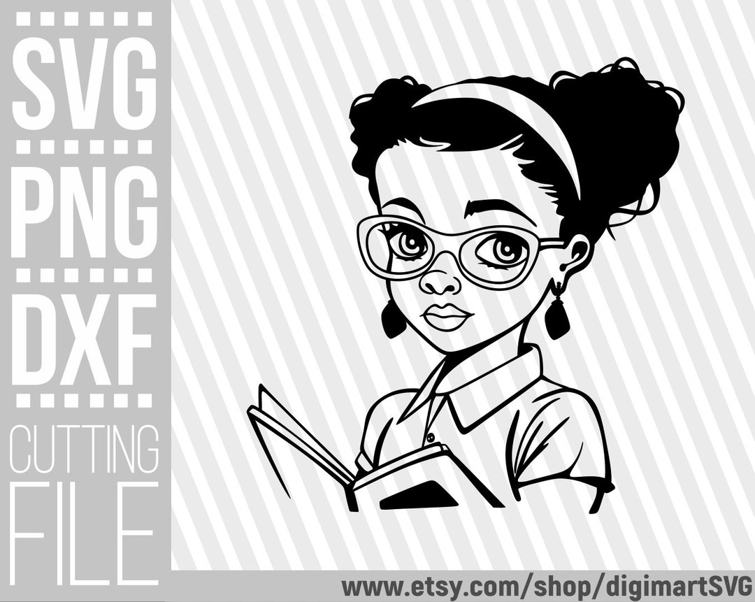 Girl Reading Books Svg, Melanin Svg, Afro Girl Svg, African American ...