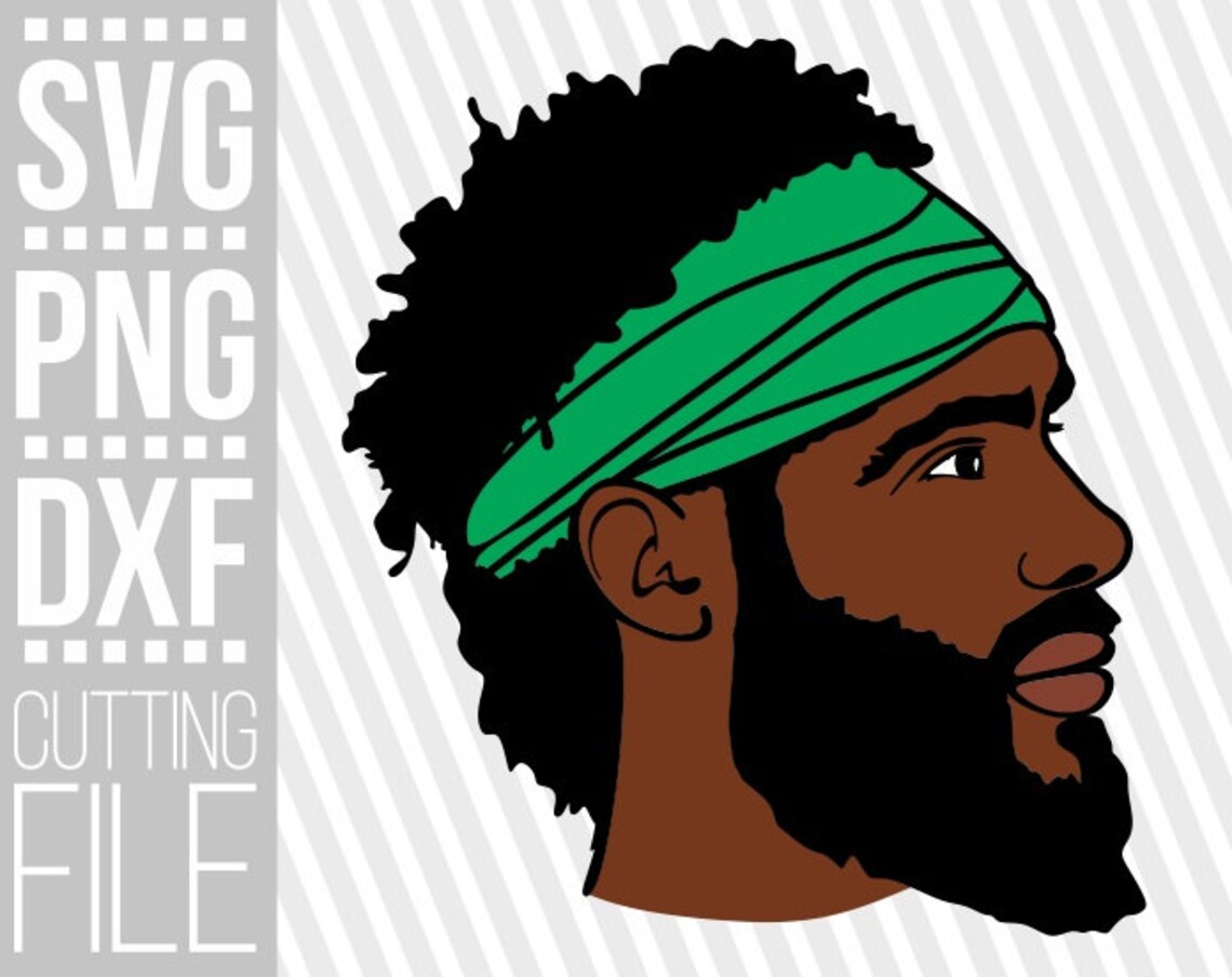 Black Man With Dreadlocks Svg Afro Man Beard Svg Headband Etsy