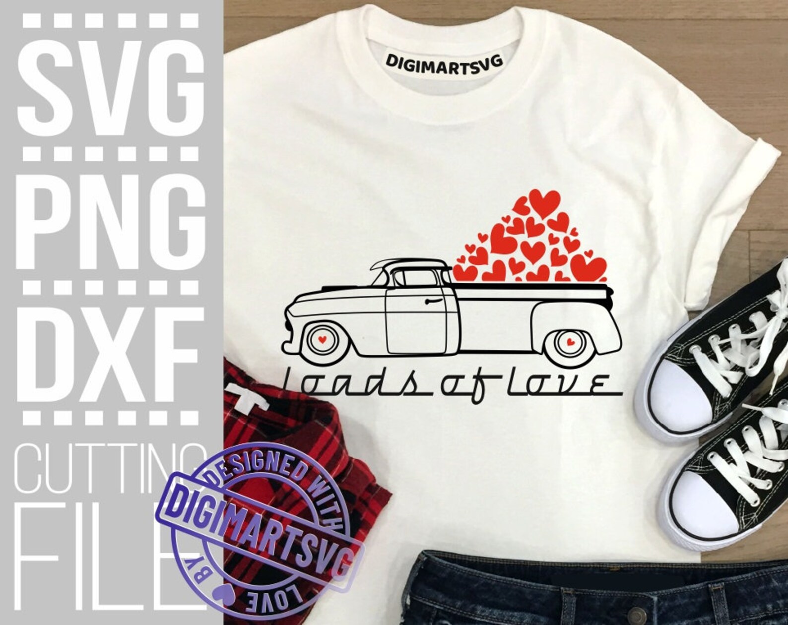 Valentine Truck Svg Loads of Love Svg Valentines Day Svg - Etsy