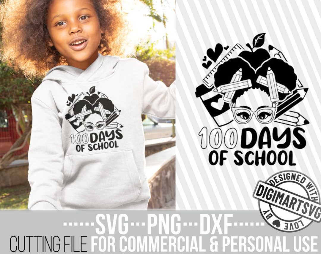 100 Days of School Svg, Back to School Svg, Afro Puffs Svg, 100 Days ...