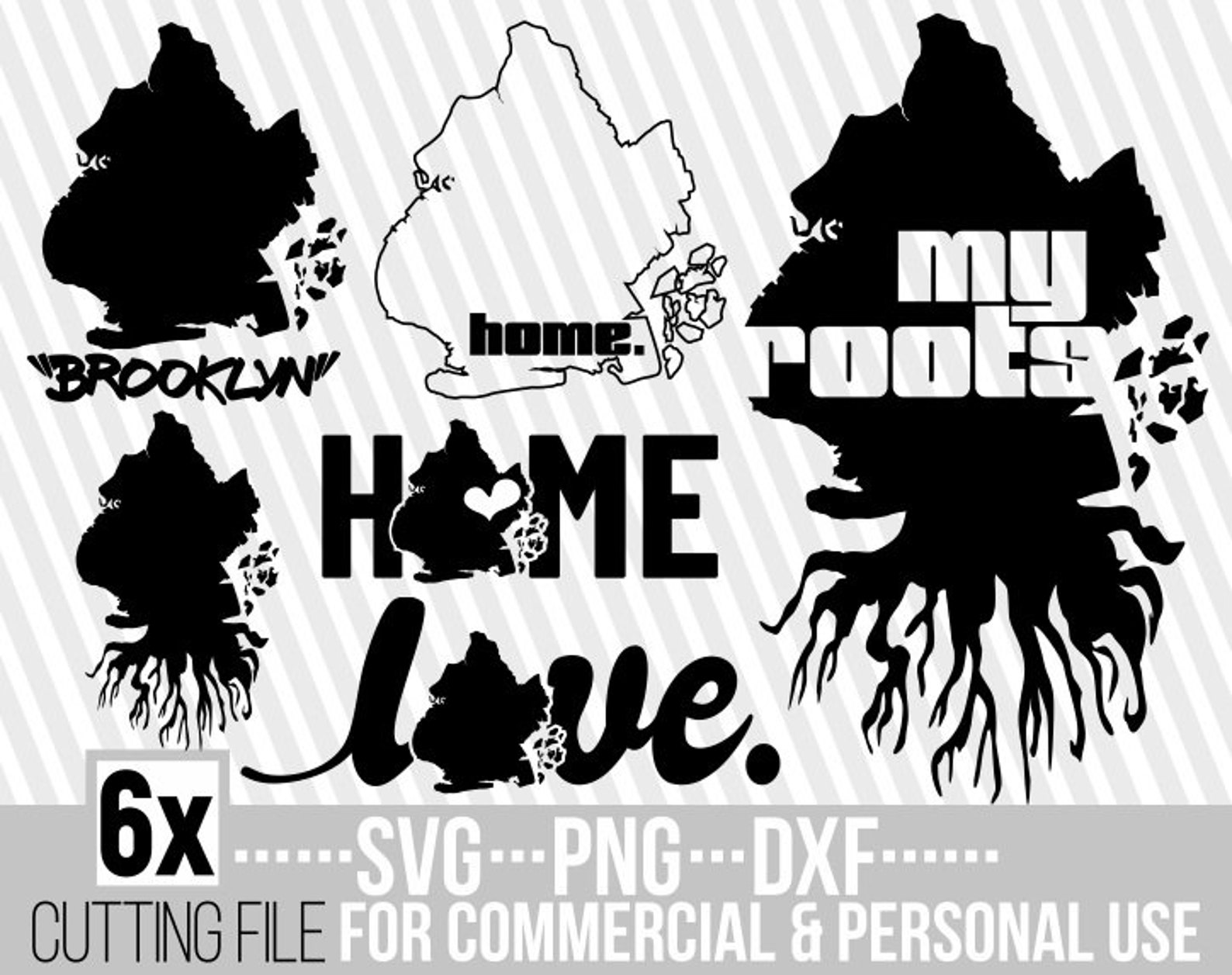 6x Brooklyn Map Bundle Svg My Roots Svg New York Vector - Etsy