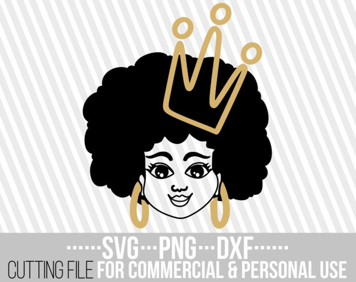 Black Princess Svg Afro Woman Svg Gold Crown Black Girl - Etsy