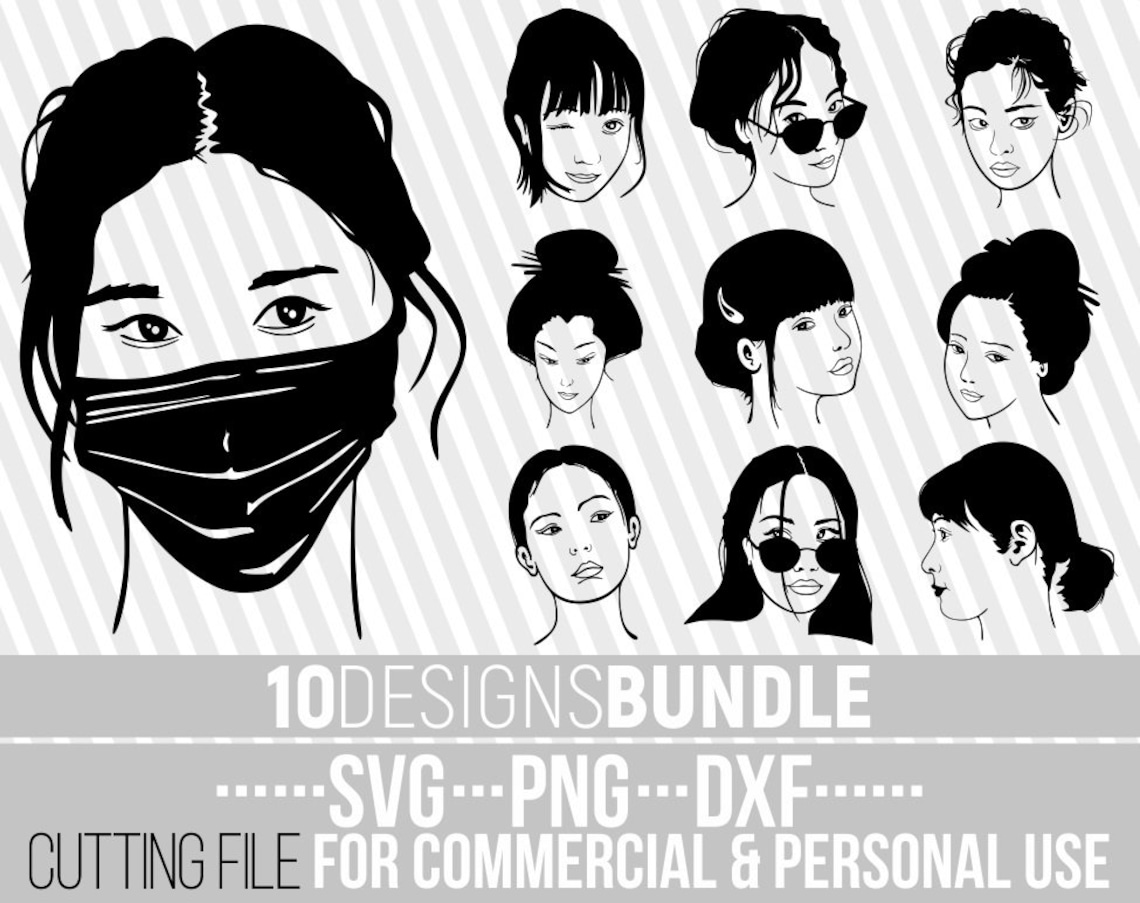 10x Asian Woman Bundle Svg Chinese Svg Japan Thai Girl Svg - Etsy
