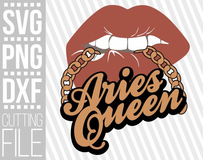 Aries Queen Svg Gold Chain Svg Biting Lips Svg Zodiac Sign - Etsy