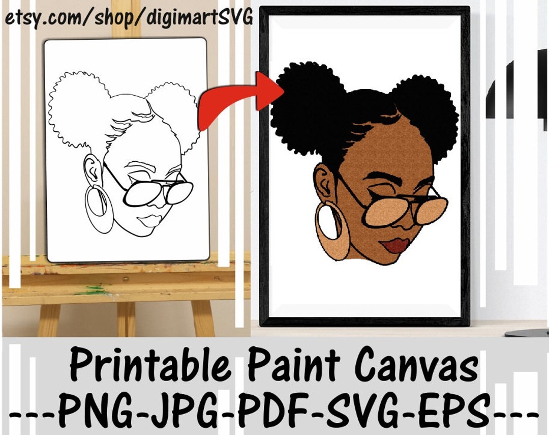 Woman in Afro Puffs Png, Coloring Pages, Paint With A Twist, Printable ...