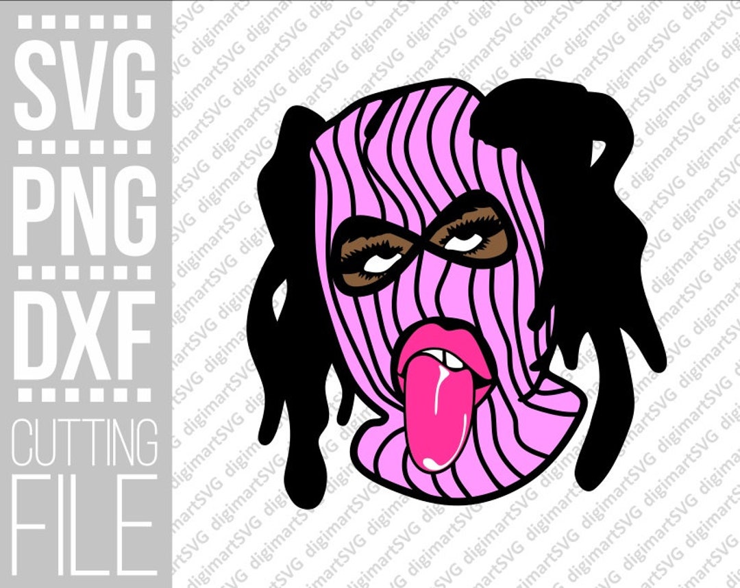 Afro Woman Wearing Pink Ski Mask Svg, Afro Puffs Svg, Balaclava Mask ...