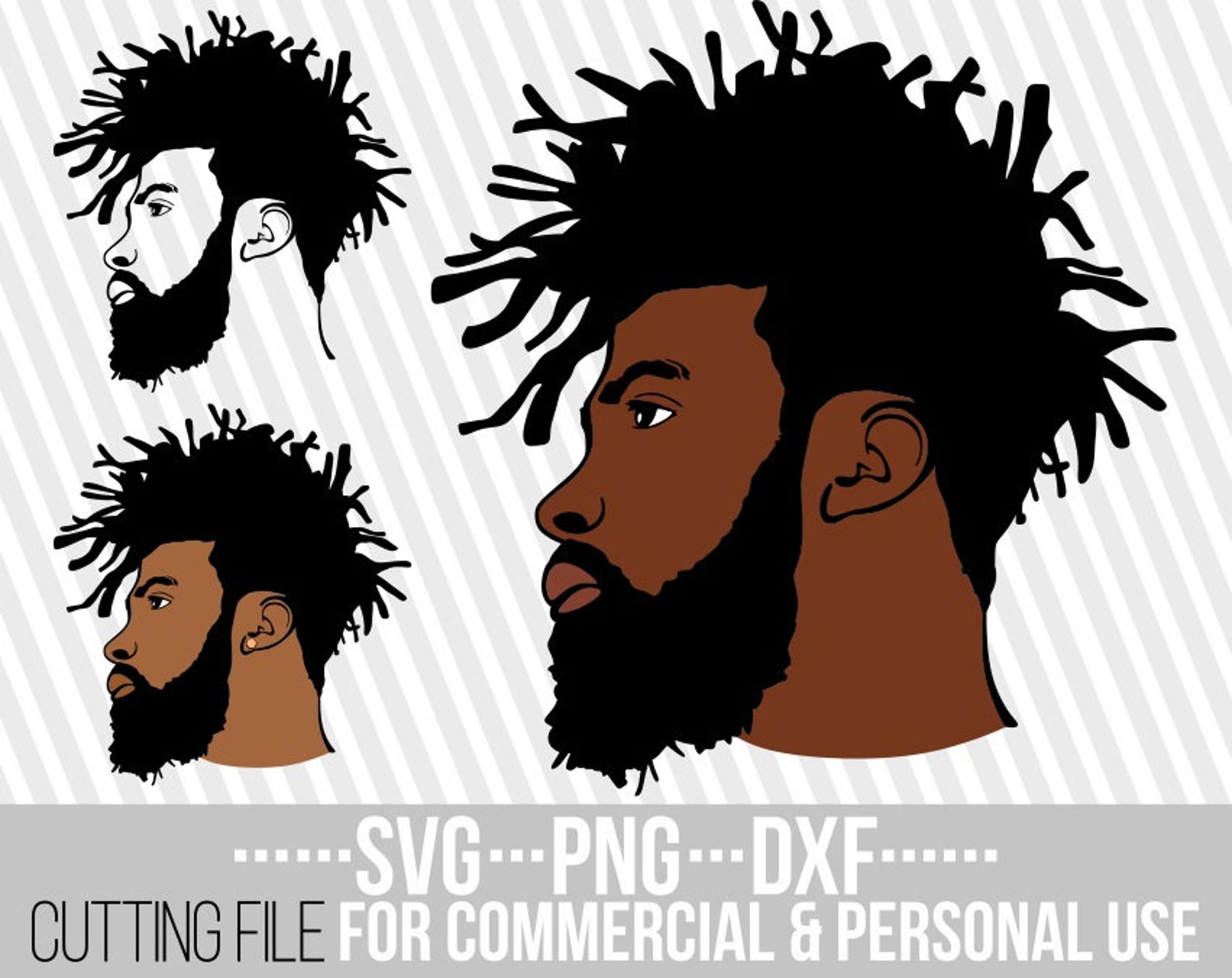 Black Man With Dreadlocks Svg Afro Svg Beard Svg Man Svg | Etsy