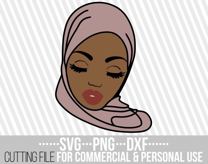 Muslim Afro Woman Svg, Layered Svg, Hijab Svg, Arabic Svg, Cuttable ...