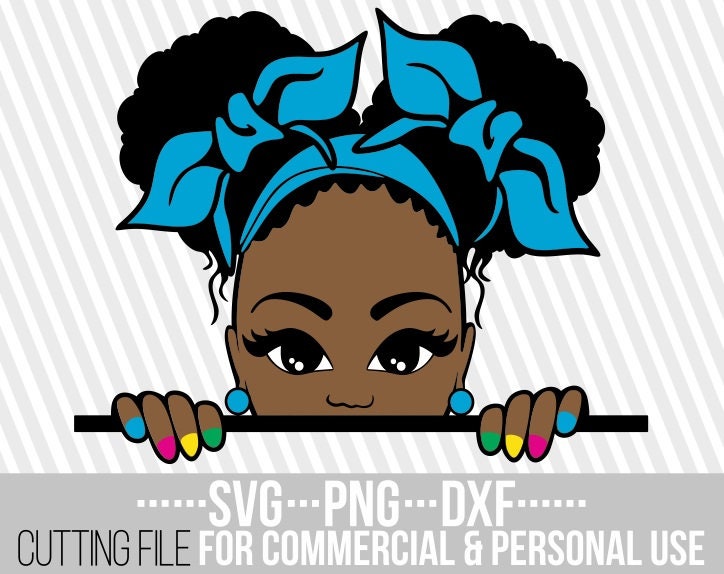 Pretty Peeking Afro Girl Svg,natural Hair, Hair Bow Svg, Nails, Black ...