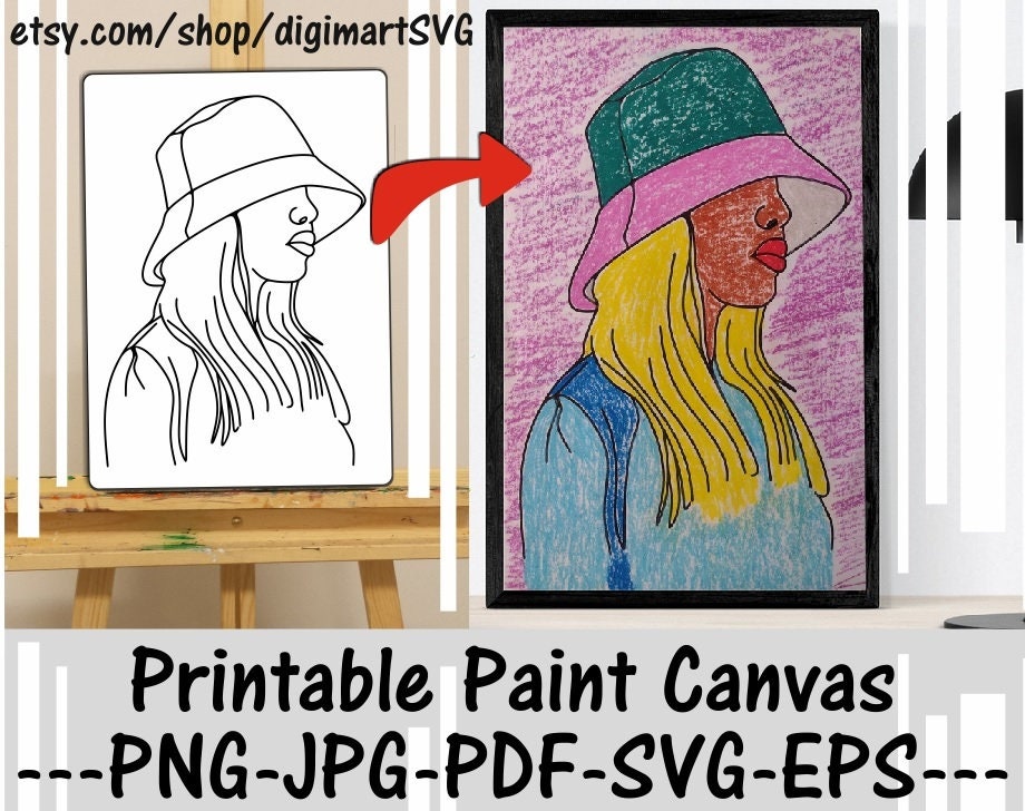 Afro Woman Png Coloring Pages Printable Paint Canvas Paint | Etsy