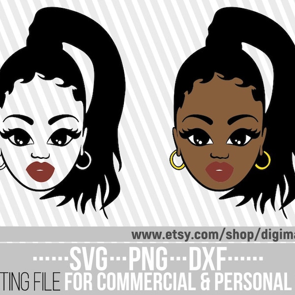 Black Woman With Braids Pony Tail Svg - Etsy