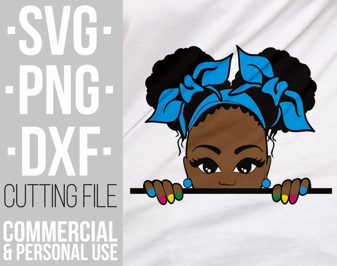 Pretty Peeking Afro Girl Svg,natural Hair, Hair Bow Svg, Nails, Black ...