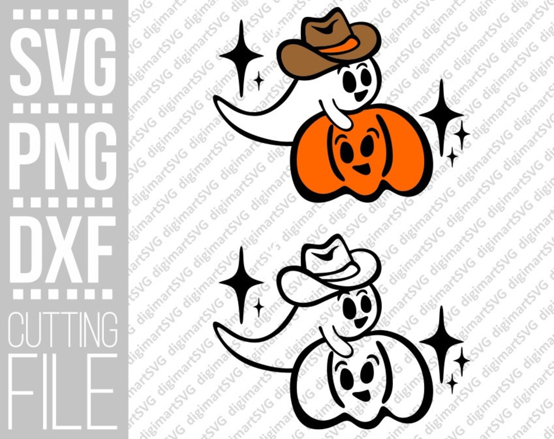 Cowboy Ghost Pumpkin Svg, Fall Svg, Cowboy Hat PNG, Western Halloween ...