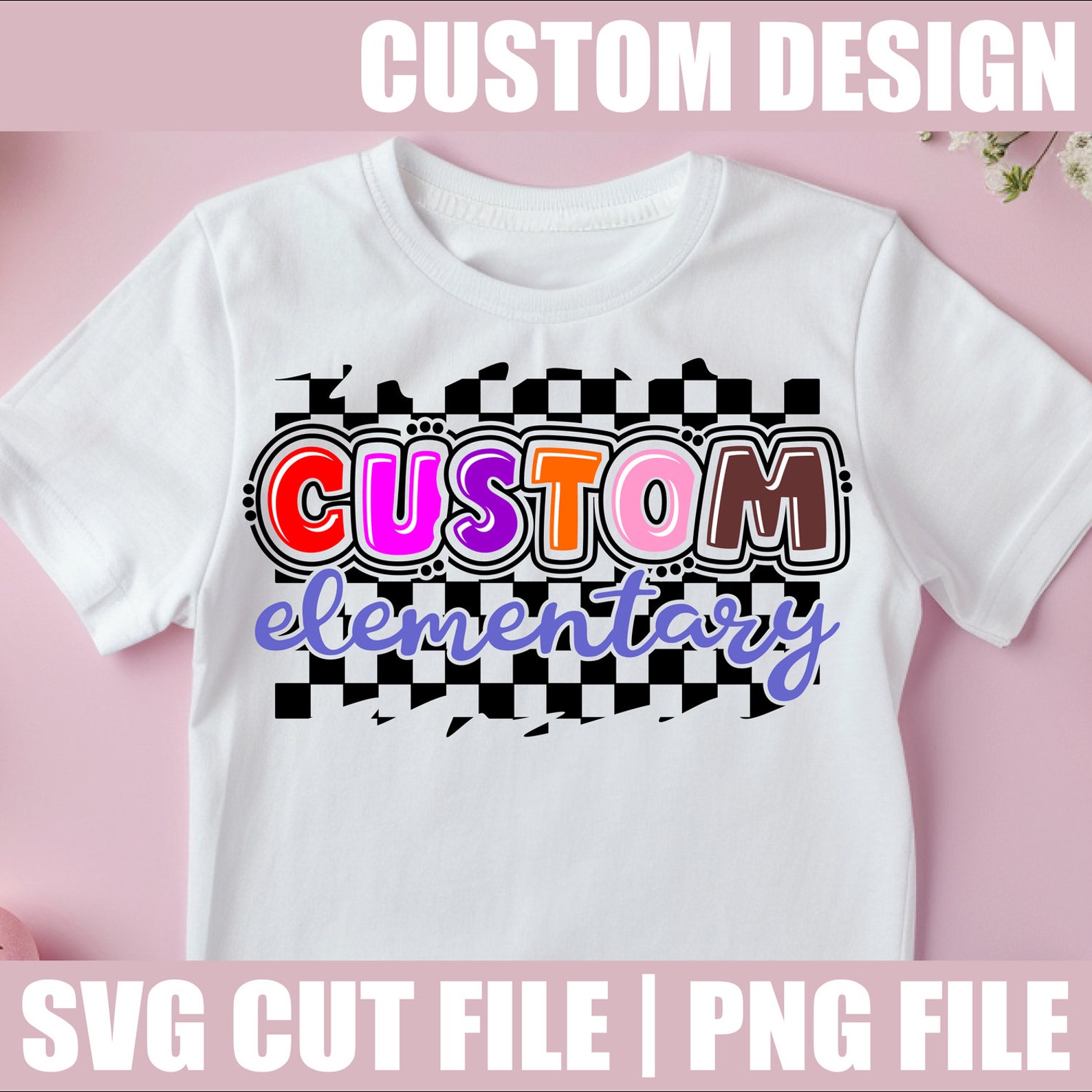 Custom Elementary School Svg, Retro Checkered SVG, Retro School Svg ...