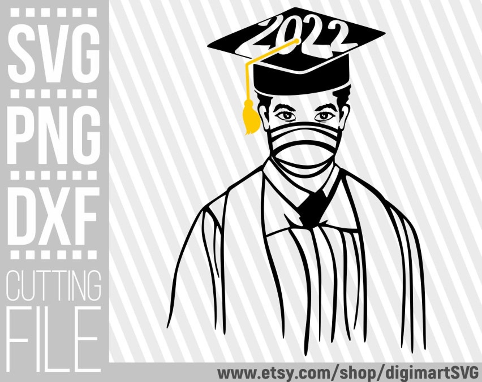 Black Boy in Graduation Hat Svg Mask Svg 2022 Year Svg Grad - Etsy