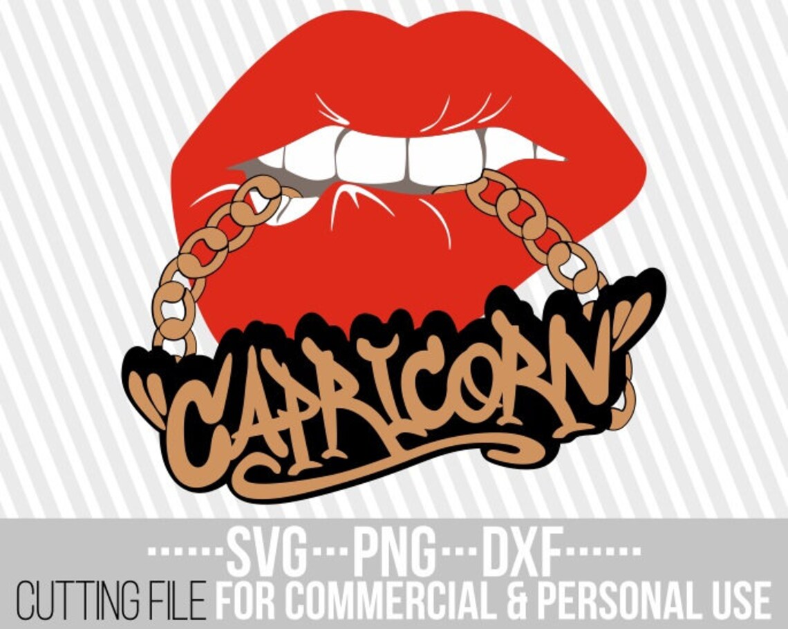 Capricorn Svg, Gold Chain Svg, Biting Lips Svg, Zodiac Sign, Horoscope ...