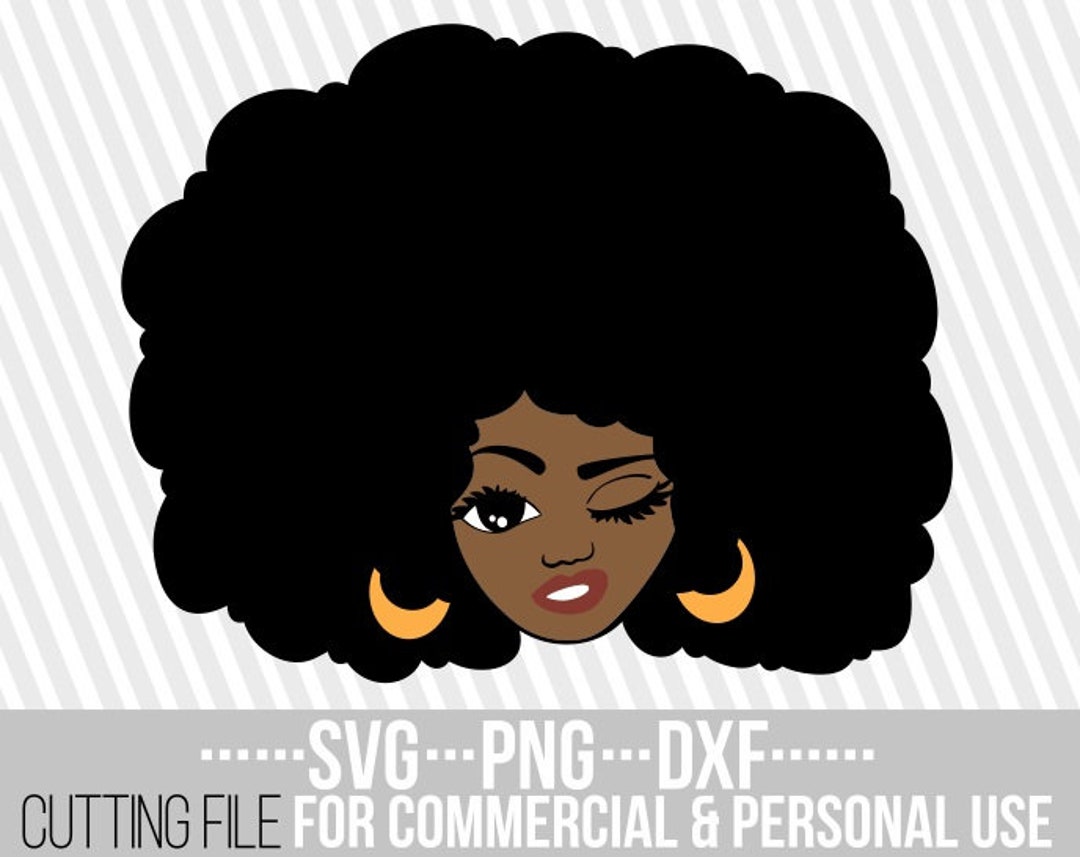 Afro Girl-blink Eye Svg, Layered, Wink Svg, Black Woman Svg, Natural ...