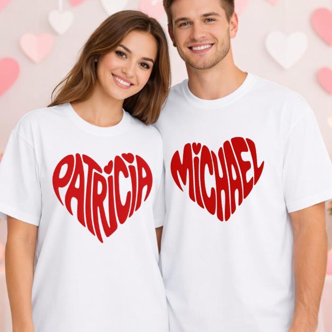 Personalized Matching Couple Shirts, Custom Name Heart T Shirts ...