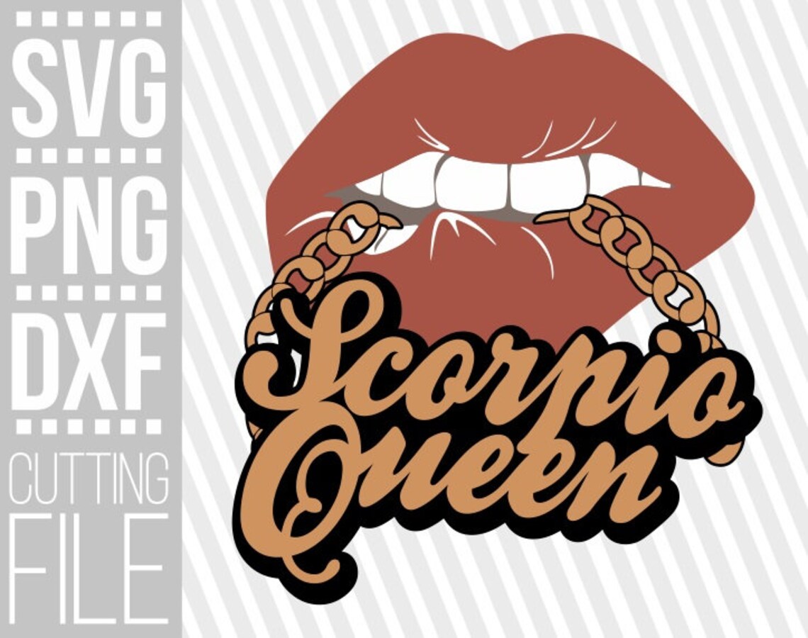 Scorpio Queen Svg Gold Chain Svg Biting Lips Svg Zodiac - Etsy