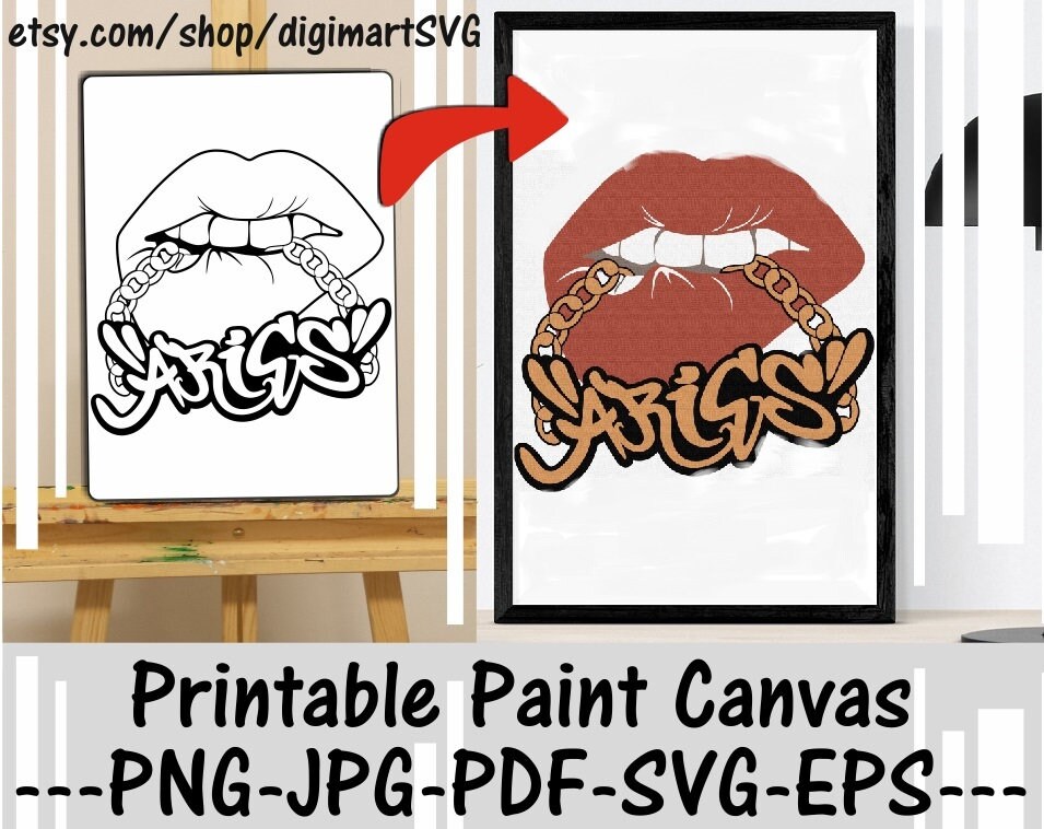 Aries Printable Paint Canvas Coloring Pages Paint With A - Etsy