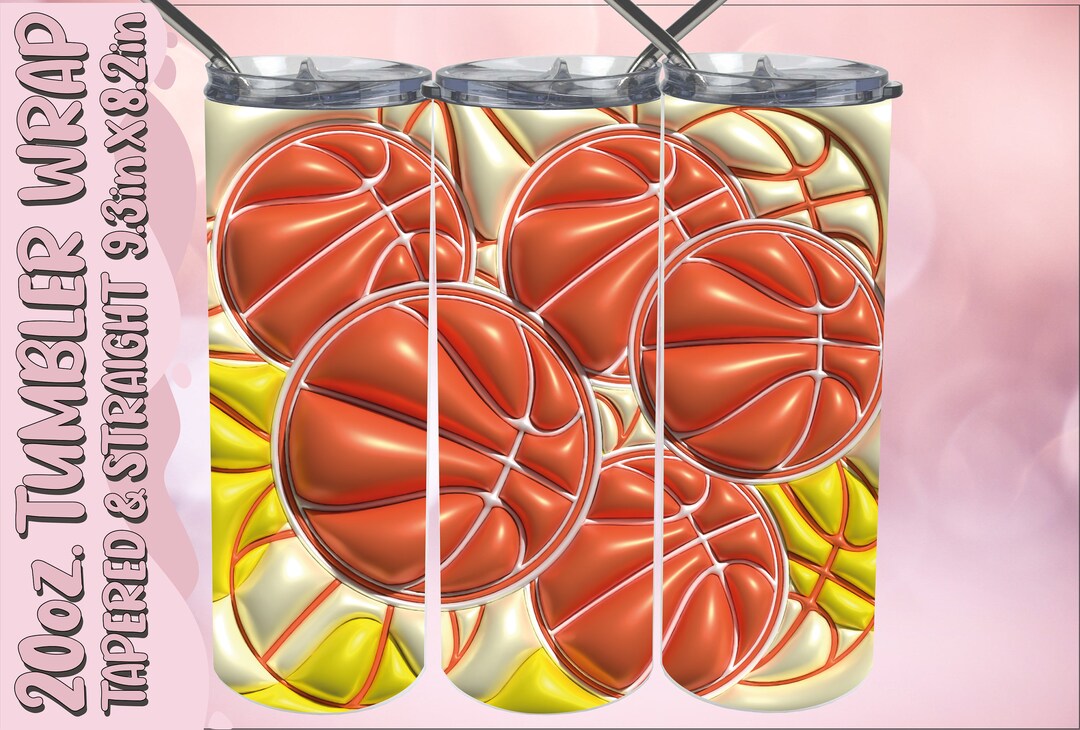 3D Basketball Inflated Puff Tumbler PNG, Inflated Tumbler Wrap PNG ...
