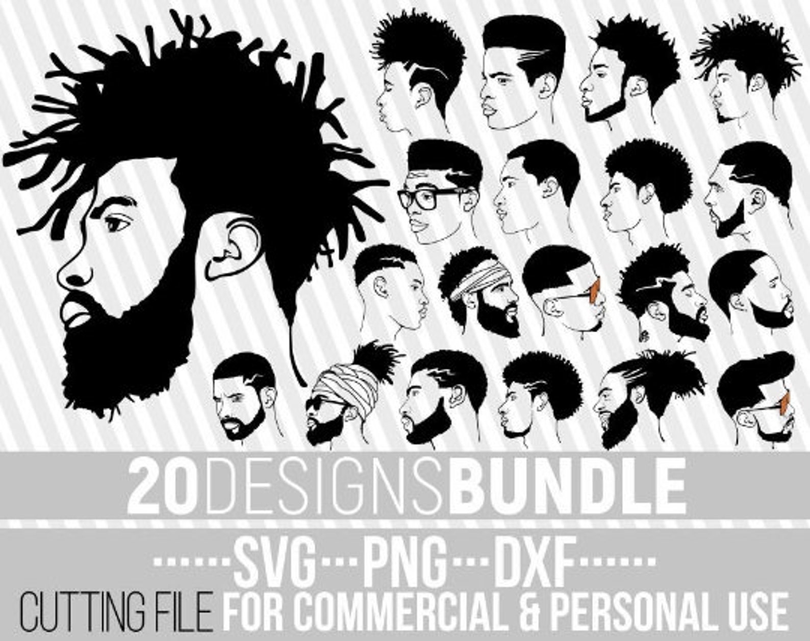 20x Black Man Bundle Svg Afro Man Svg Hairstyle Svg Black Etsy México