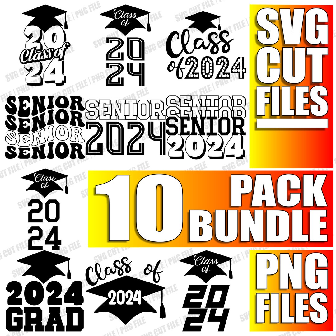 10x Graduation Cap Bundle SVG File, 2024 SVG, 2024 Graduation Cap ...