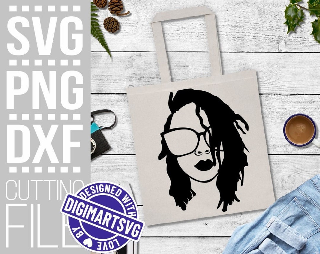 Woman in Glasses Svg, Locs Svg, Dreadlocks Svg, Hairstyle Svg, Black ...
